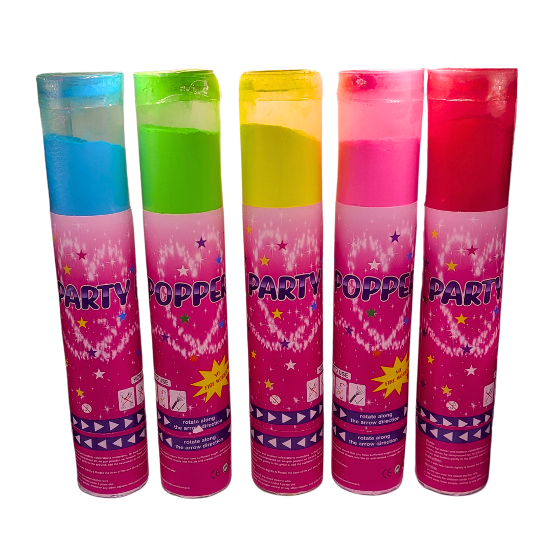 Hand Cannon Colour Powder Party Poppers - Care Fundraising Supplies